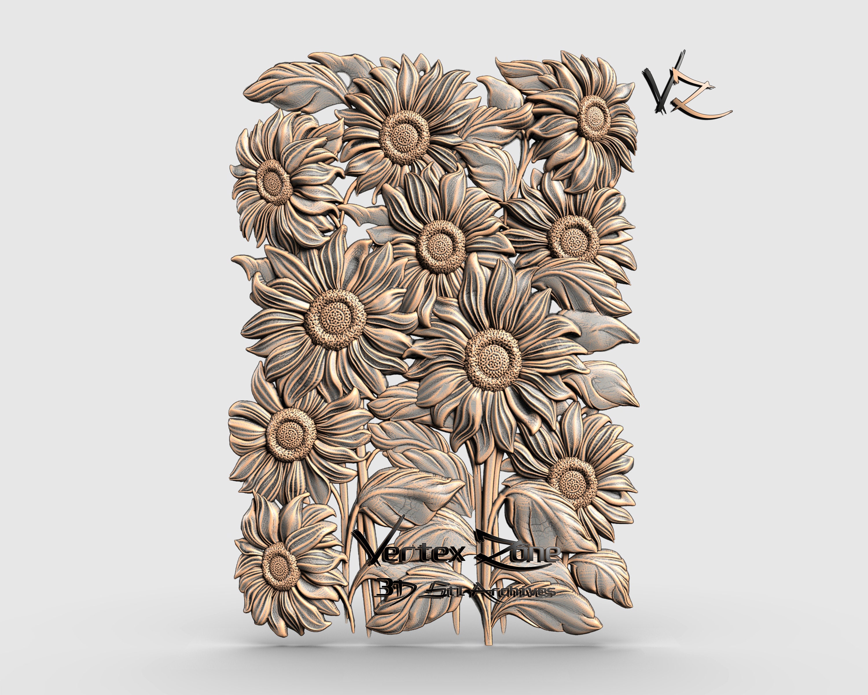 Sun Flowers 3D STL Model for Cnc Users CNC Router Engraver | Etsy