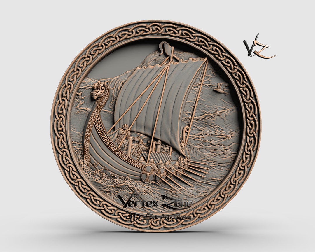 Viking Ship, 3D STL Model for Cnc Users, CNC Router Engraver, V-carve ...