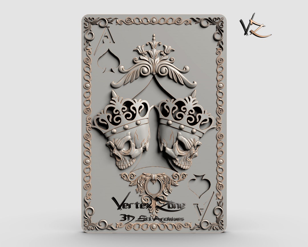 Skulls Ace of Spades, 3D STL Model for Cnc Users, CNC Router Engraver ...