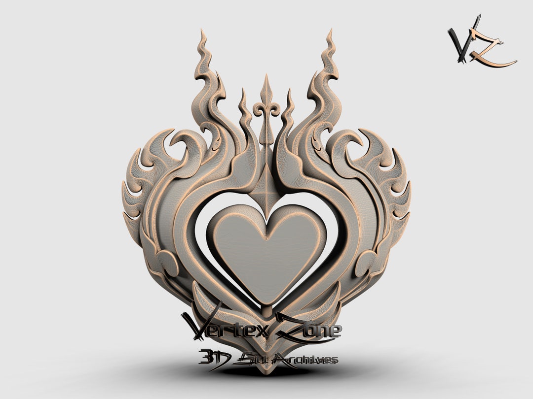 Flaming Heart, 3D STL Model for Cnc Users, CNC Router Engraver, V-carve ...