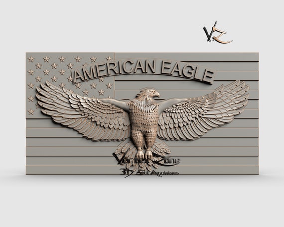 Usa Eagle Stl File For Cnc Route Eagle 3d Model Cnc File For Etsy
