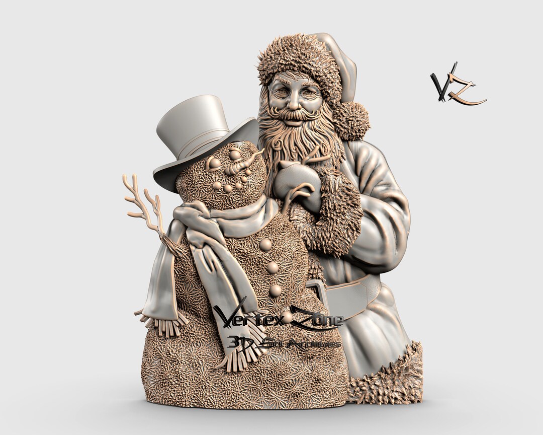 Snowman & Santa Claus, 3D STL Model for Cnc Users, CNC Router Engraver ...