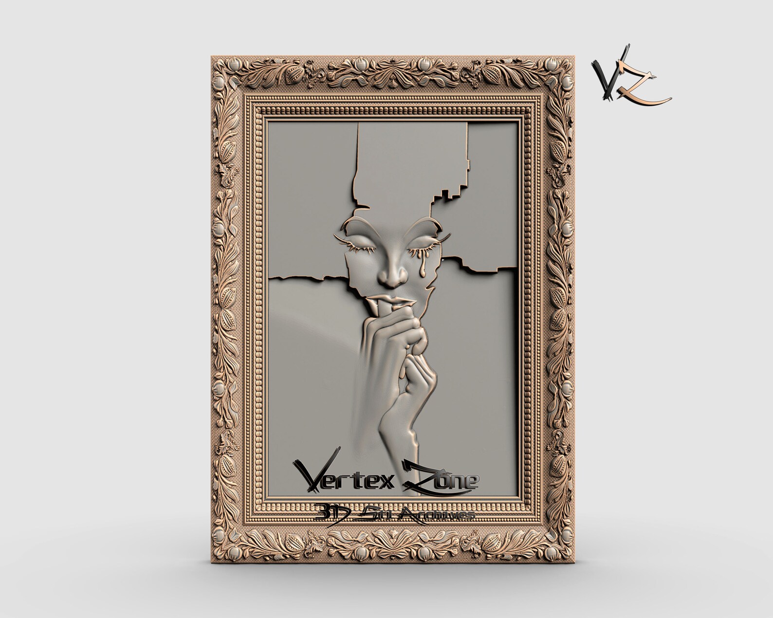 The Crying Girl With Frame 3D STL Model for Cnc Users CNC - Etsy