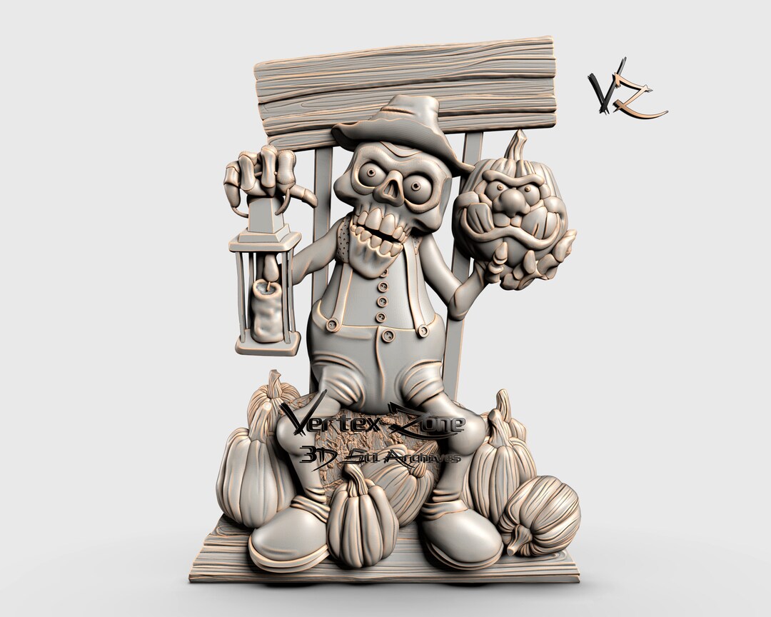 Skeleton & Pumpkin, 3D STL Model for Cnc Users, CNC Router Engraver, V ...