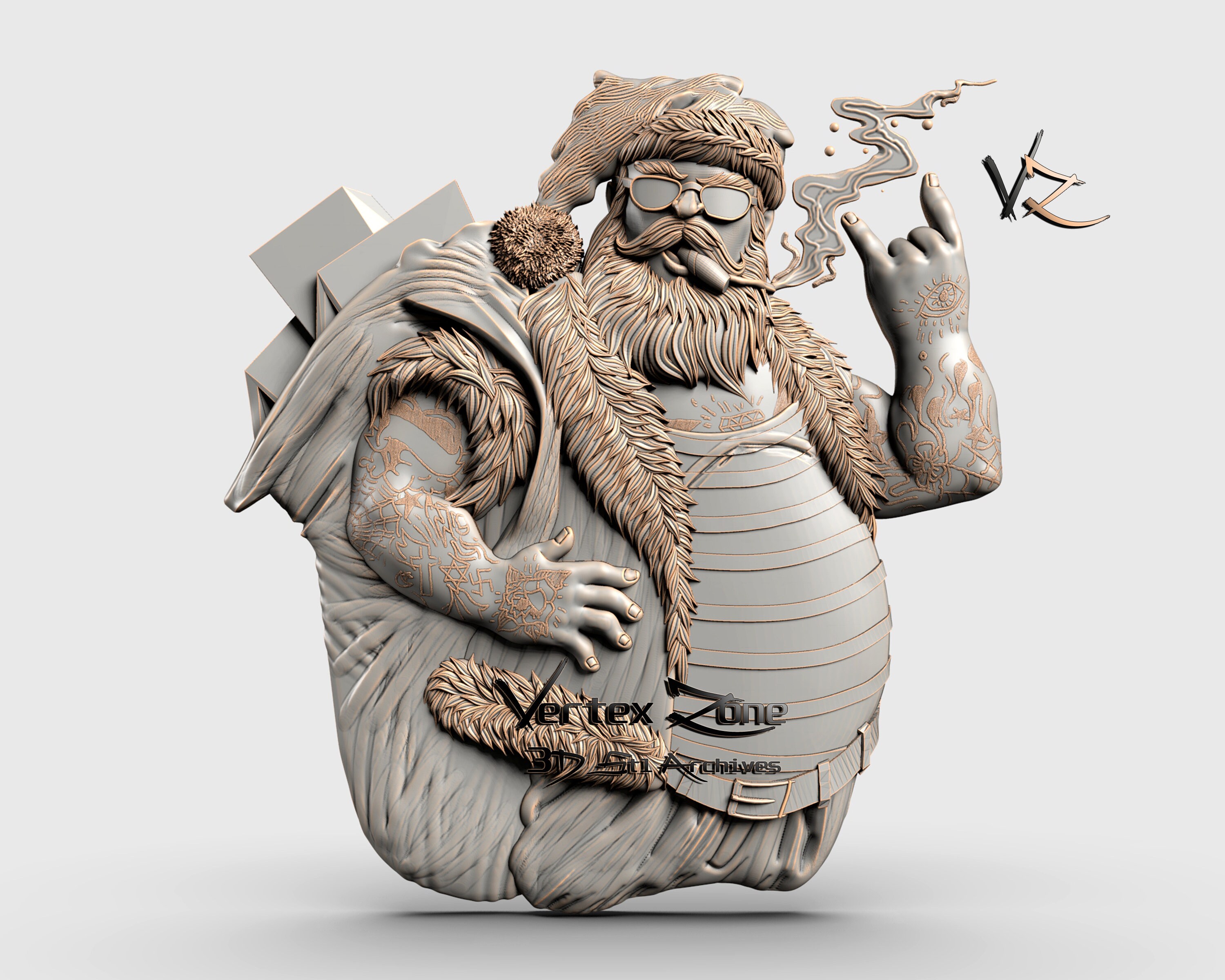 Cool Santa Claus, 3D STL Model for Cnc Users, CNC Router Engraver, V ...