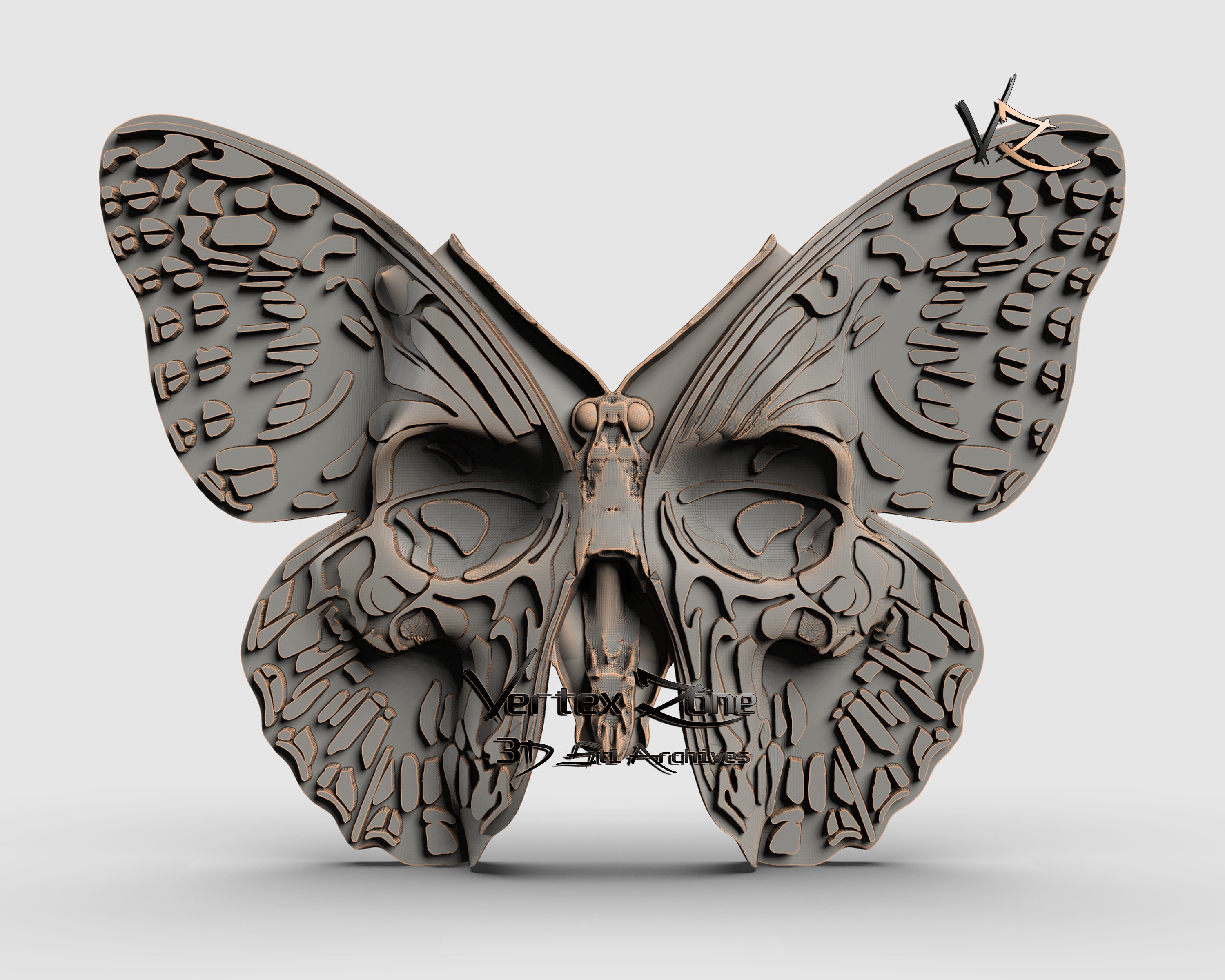 Skull Butterfly 3D STL Model for Cnc users CNC Router | Etsy