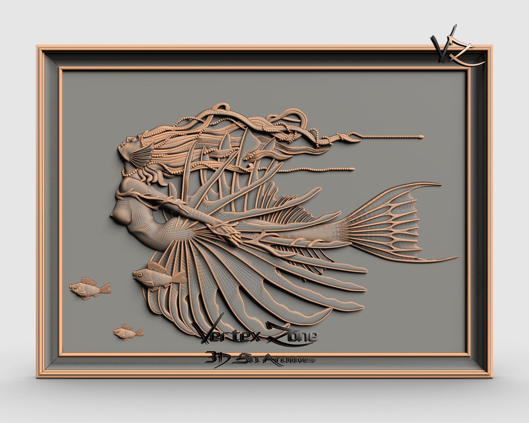 Mermaid, 3D STL Model for Cnc Users, CNC Router Engraver, V-carve ...