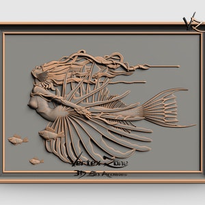Mermaid, 3D STL Model for Cnc Users, CNC Router Engraver, V-carve ...