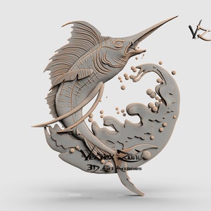 Swordfish Jumping, 3D STL Model for Cnc Users, CNC Router Engraver, V ...
