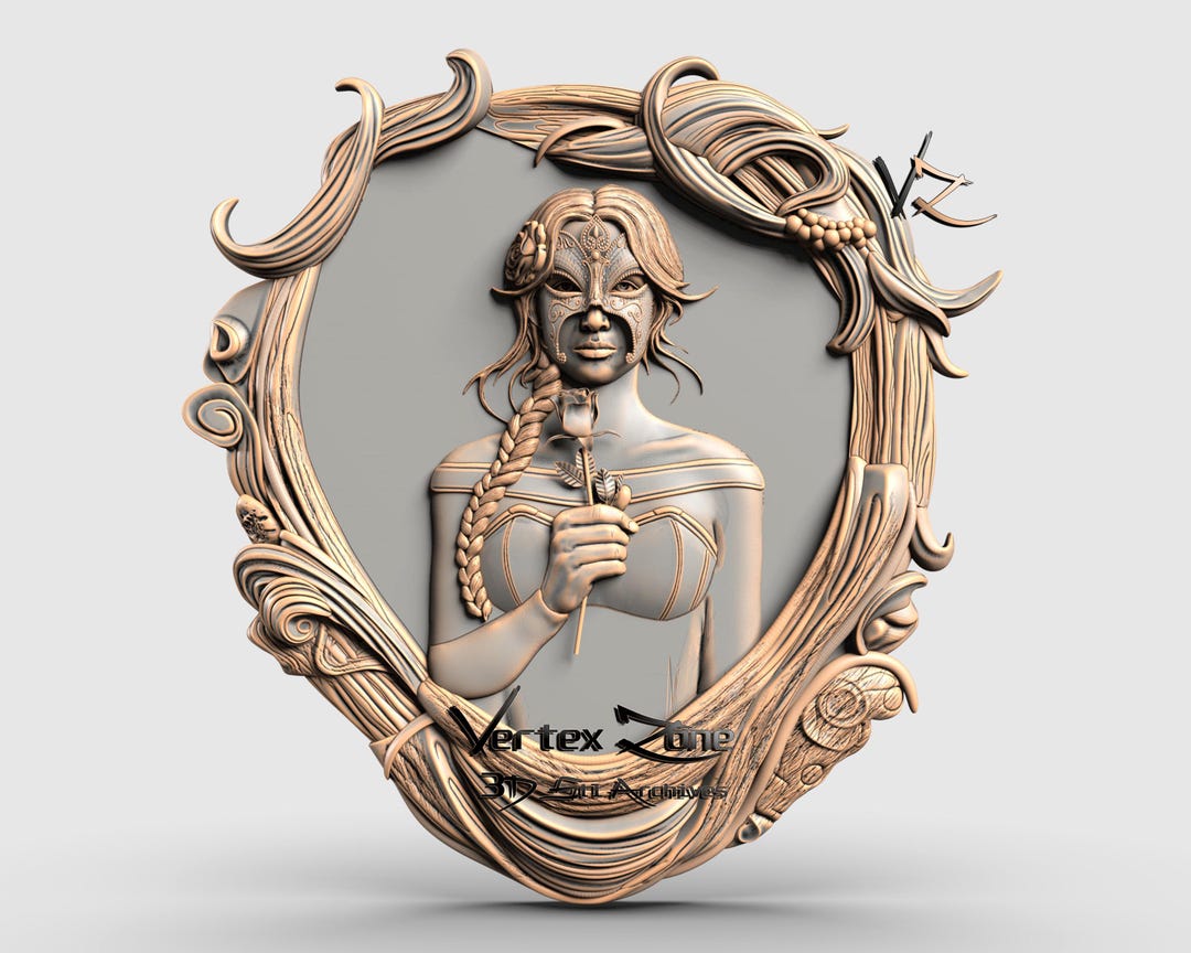 Masked Girl, 3D STL Model for Cnc Users, CNC Router Engraver, V-carve, Artcam, Vetric, CNC Files ...