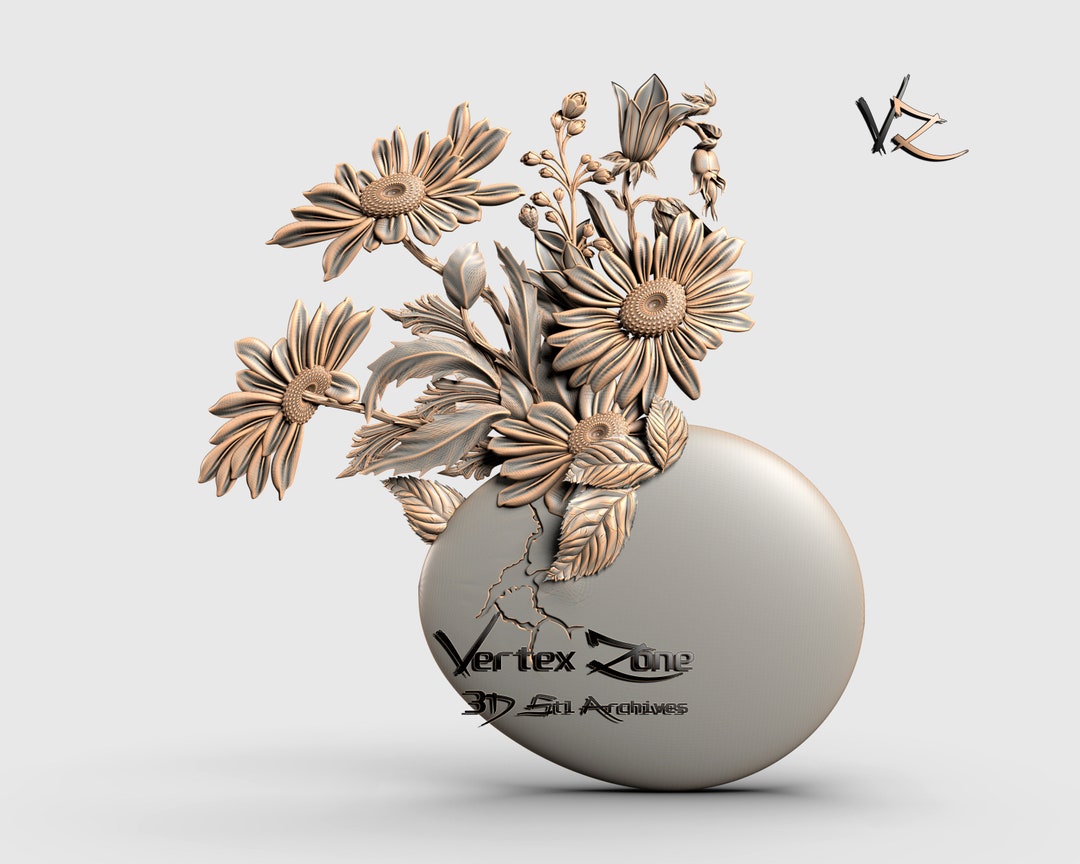 Flowers, 3D STL Model for Cnc Users, CNC Router Engraver, V-carve ...