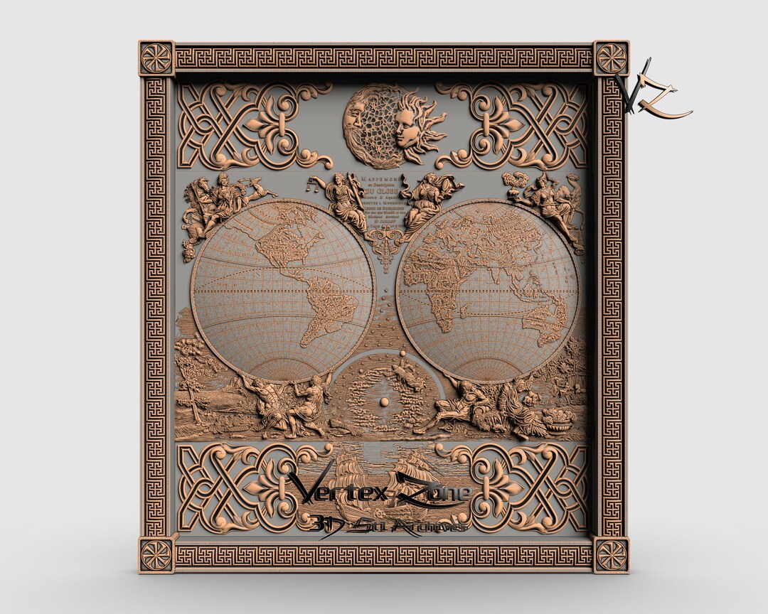 The World Map, 3D STL Model for Cnc Users, CNC Router Engraver, V-carve ...