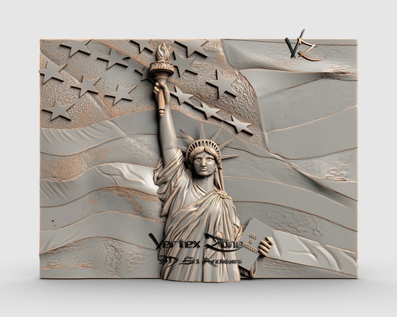 Liberty With Flag 3D STL Model for Cnc Users CNC Router - Etsy