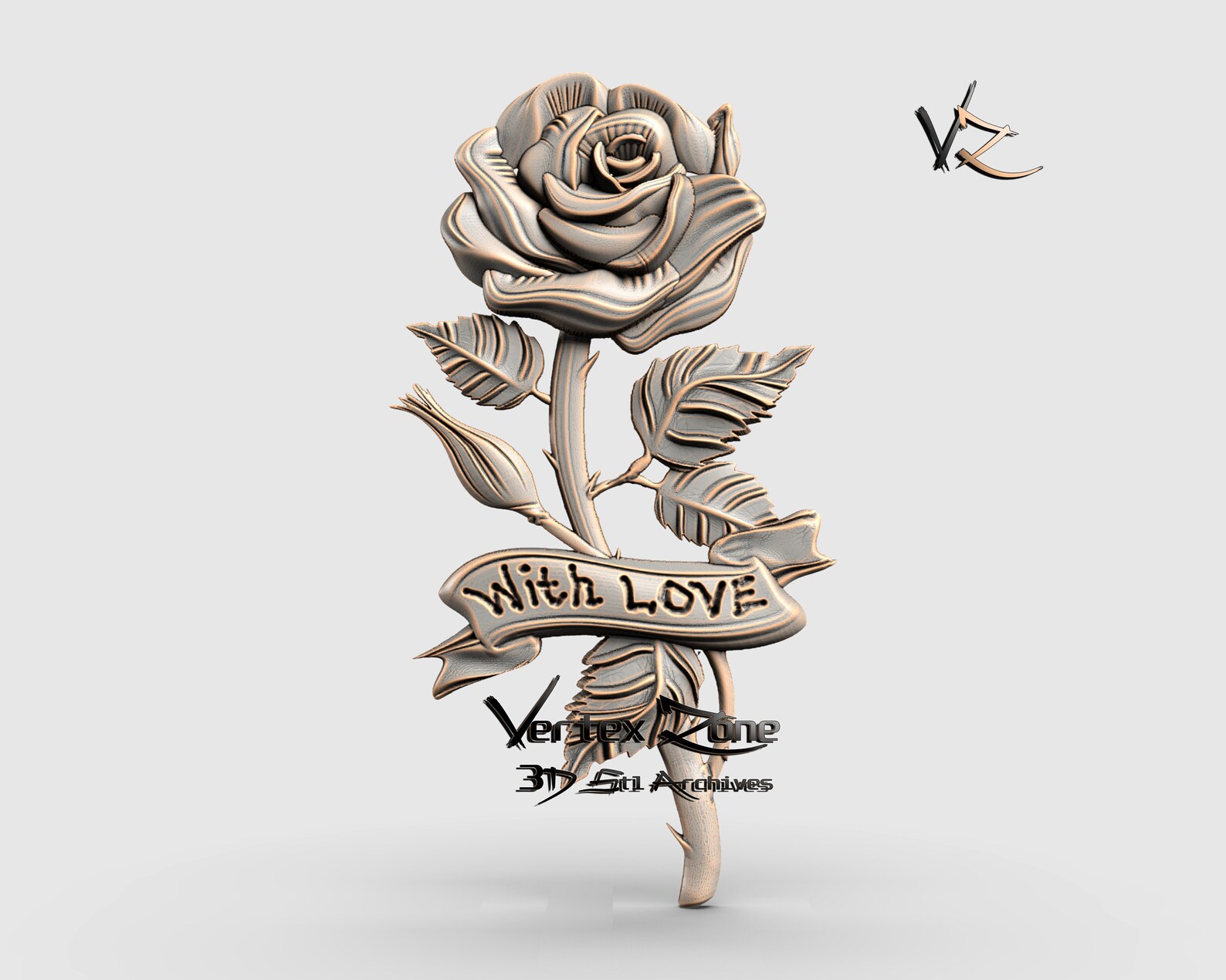 Love Rose 3D STL Model for Cnc users CNC Router Engraver | Etsy