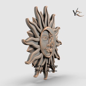 Sun, 3D STL Model for Cnc Users, CNC Router Engraver, V-carve, Artcam ...