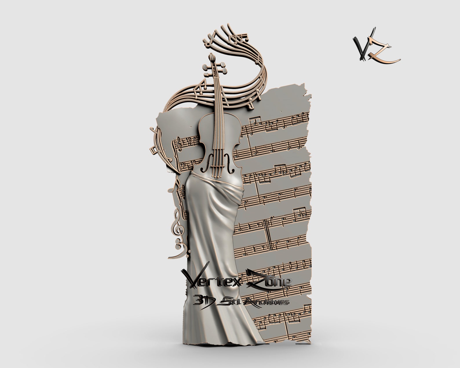 Violin in Skirt, 3D STL Model for Cnc Users, CNC Router Engraver, V ...