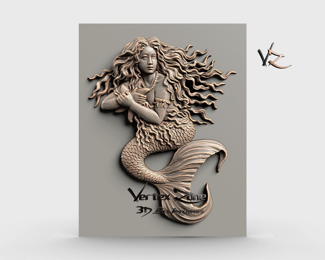 Mermaid, 3D STL Model for Cnc Users, CNC Router Engraver, V-carve ...