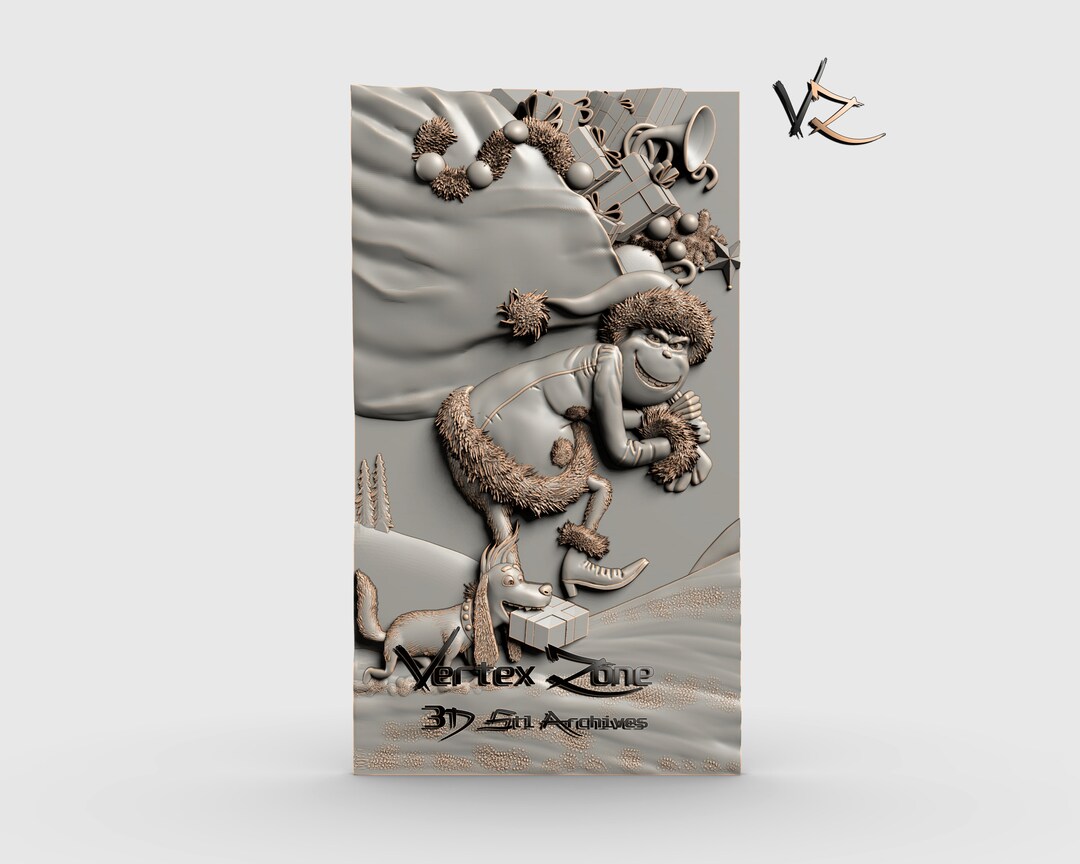 Grinch, 3D STL Model for Cnc Users, CNC Router Engraver, V-carve ...