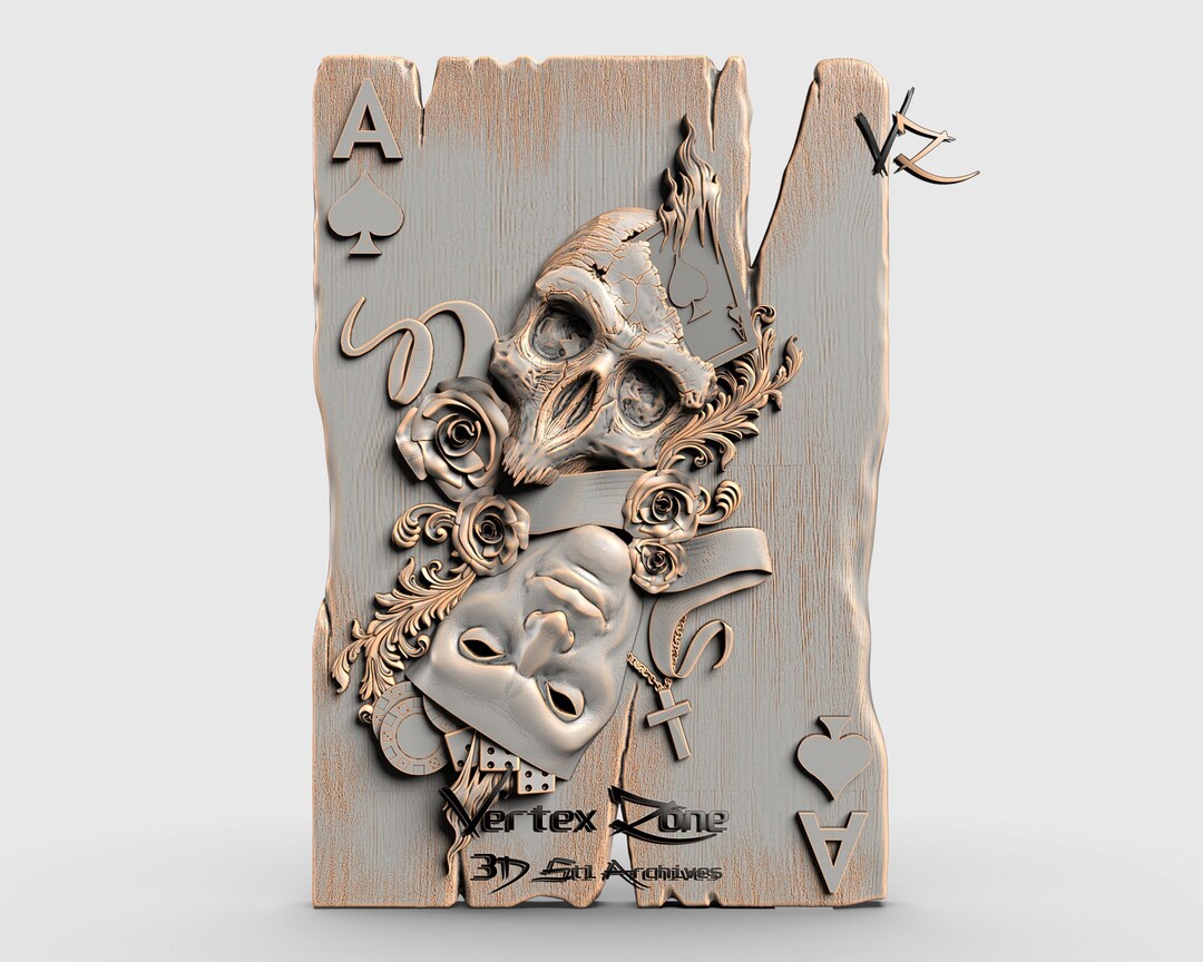 Skull Mask Ace to Spade, 3D STL Model for Cnc Users, CNC Router ...
