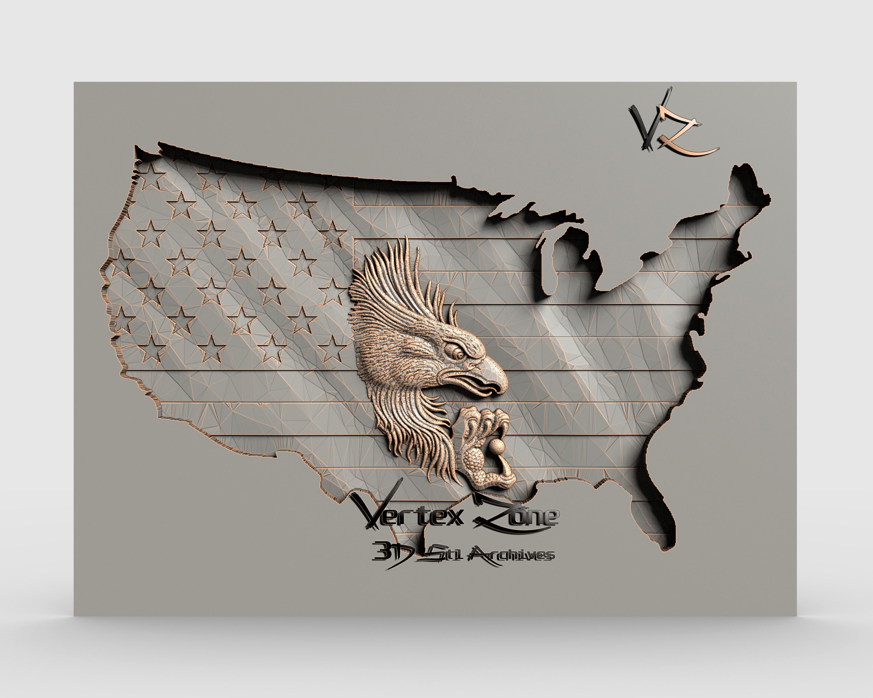 Usa Flag With Eagle, 3D STL Model for Cnc Users, CNC Router Engraver, V ...