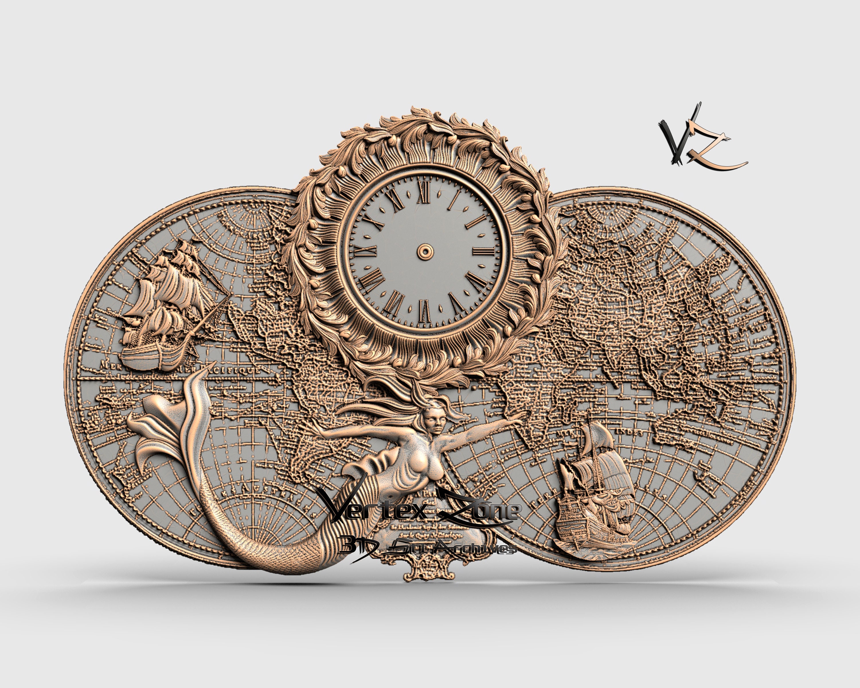 Mermaid Clock 3D STL Model for Cnc Users CNC Router - Etsy