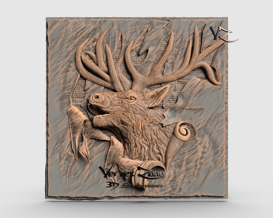 Hirsch, 3D STL Modell für Cnc Benutzer, CNC Fräser, Gravur, V-Carve ...