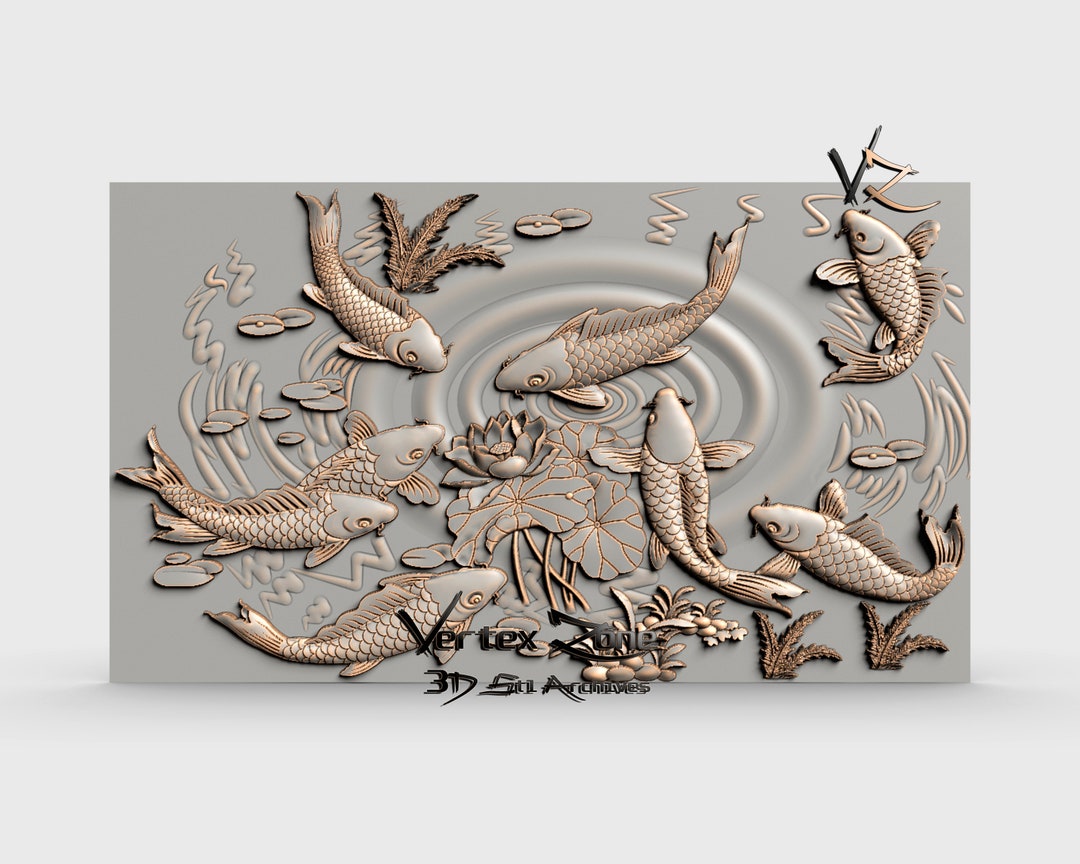 Fish, 3D STL Model for Cnc Users, CNC Router Engraver, V-carve, Artcam ...