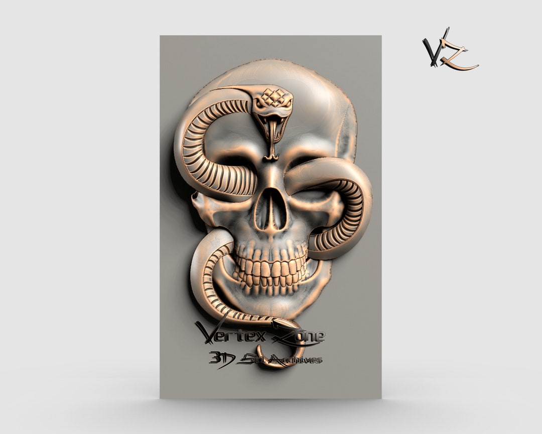 Skull & Snake, Modelo 3D STL para usuarios de Cnc, Grabador de ...