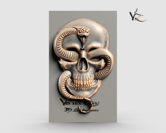Skull & Snake 3D STL Model for Cnc Users CNC Router - Etsy