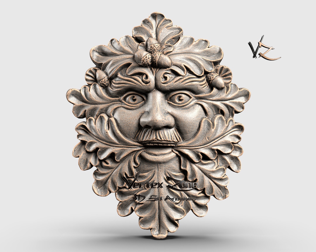 Green Man, 3D STL Model for Cnc Users, CNC Router Engraver, V-carve, Artcam, Vetric, CNC Files ...