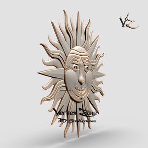 Sun, 3D STL Model for Cnc Users, CNC Router Engraver, V-carve, Artcam ...