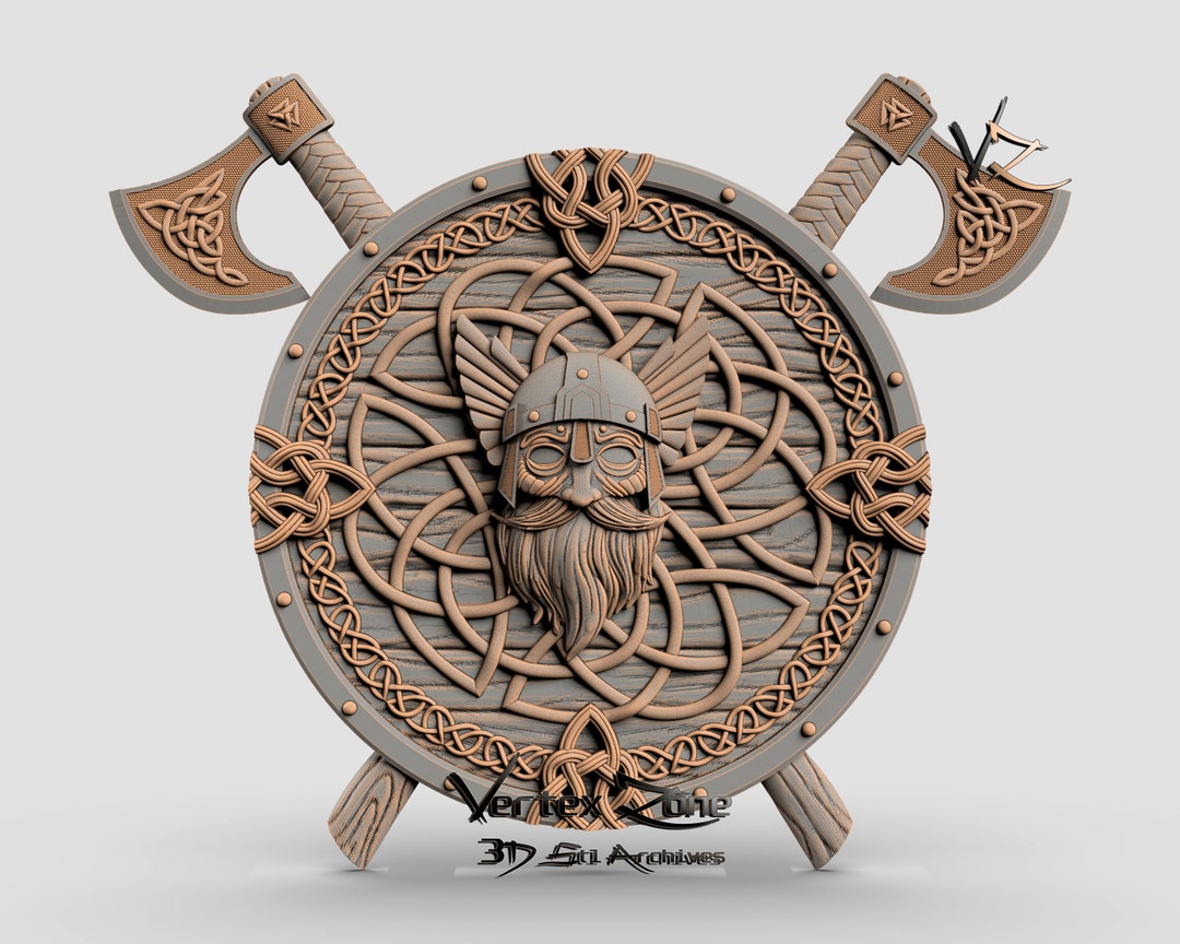 Viking Shield, Modelo 3D STL para usuarios de Cnc, Grabador de ...