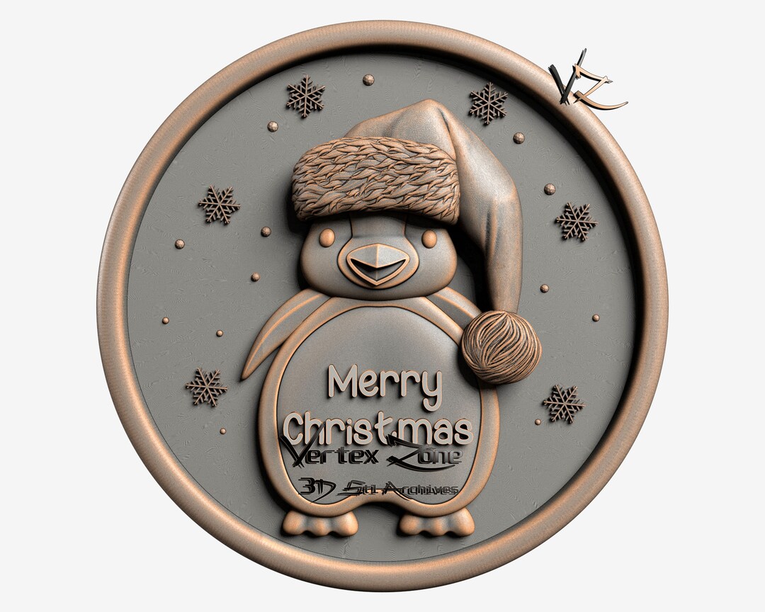 Merry Christmas Penguin, 3D STL Model for Cnc Users, CNC Router ...