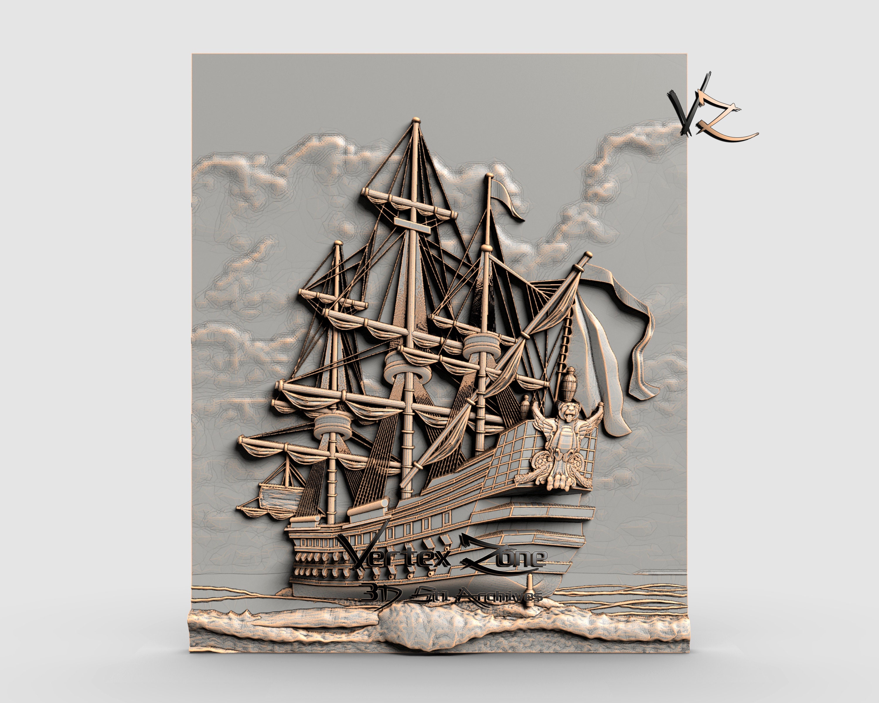 Ship on the Sea 3D STL Model for Cnc Users CNC Router - Etsy Canada