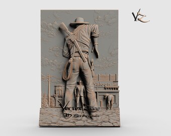 Cowboys Duel, 3D STL Model, CNC Router Engraver, Artcam, Aspire, CNC ...