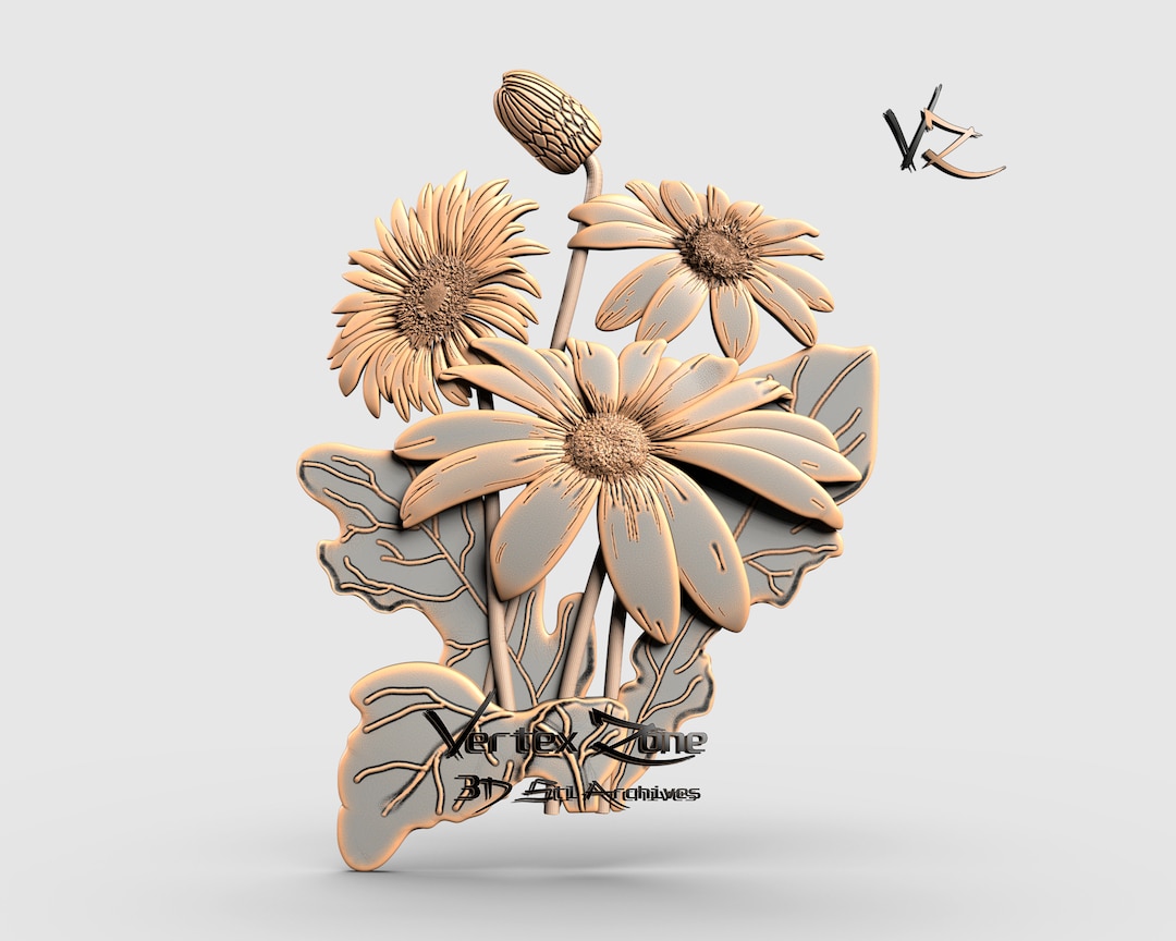 Flowers, 3D STL Model for Cnc Users, CNC Router Engraver, V-carve ...