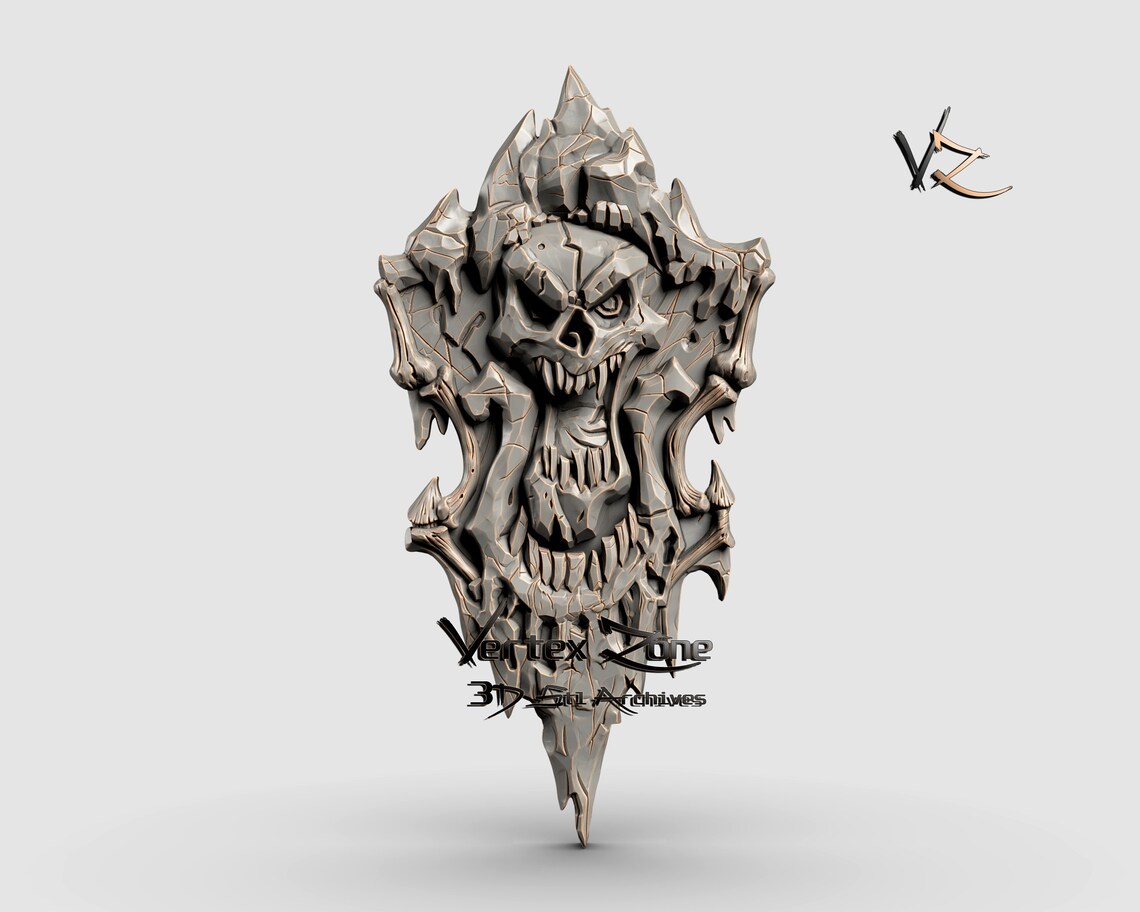 Skull Shield 3D STL Model for Cnc Users CNC Router Engraver - Etsy