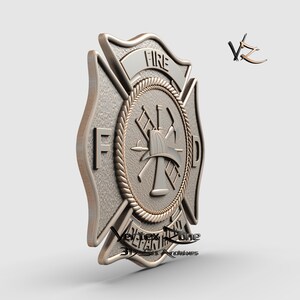 Fire Department Badge, 3D STL Model for Cnc Users, CNC Router Engraver ...