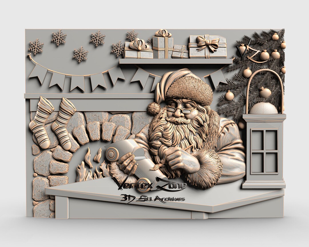 Santa Prepares the Presents, 3D STL Model for Cnc Users, CNC Router ...