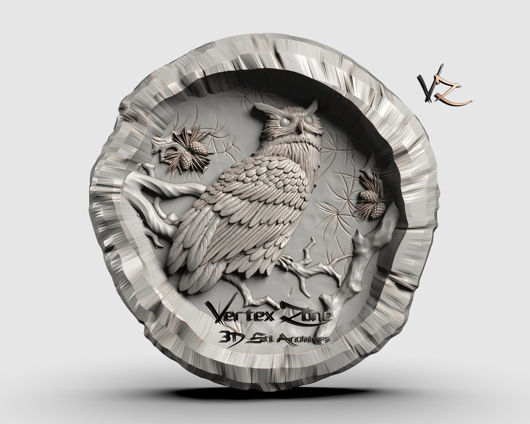 Owl, 6.3D STL Model for Cnc Users, CNC Router Engraver, V-carve, Artcam ...