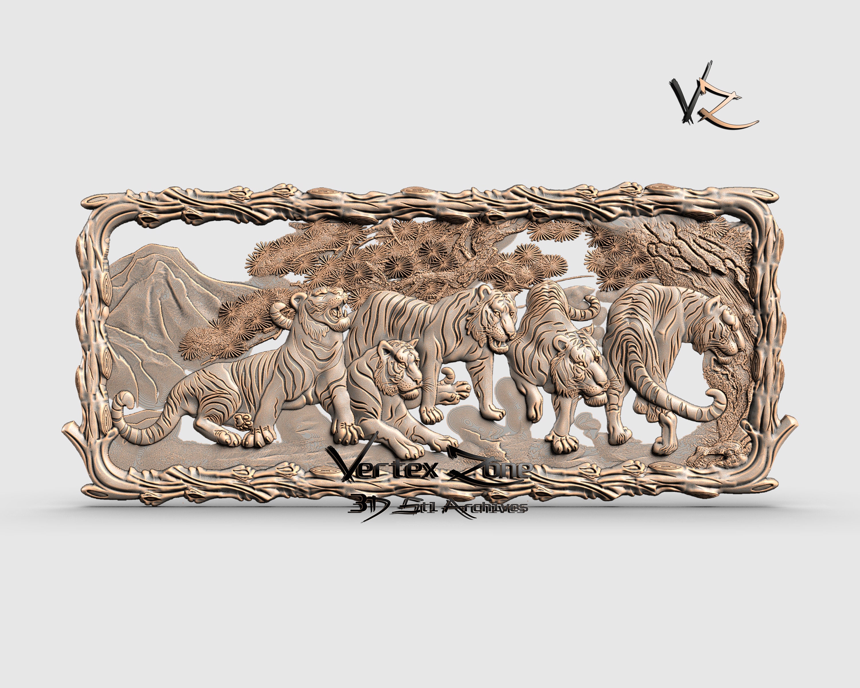 Tigers 3D STL Model for Cnc Users CNC Router Engraver | Etsy