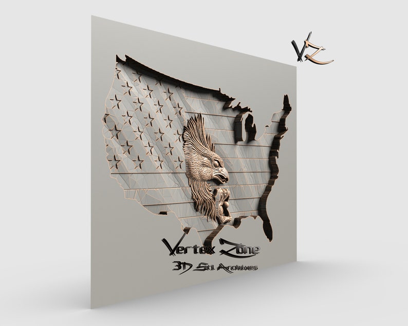 Usa Flag With Eagle 3D STL Model for Cnc Users CNC Router - Etsy