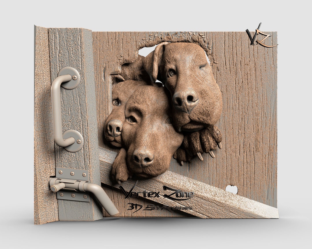 Little Dogs, 3D STL Model for Cnc Users, CNC Router Engraver, V-carve ...