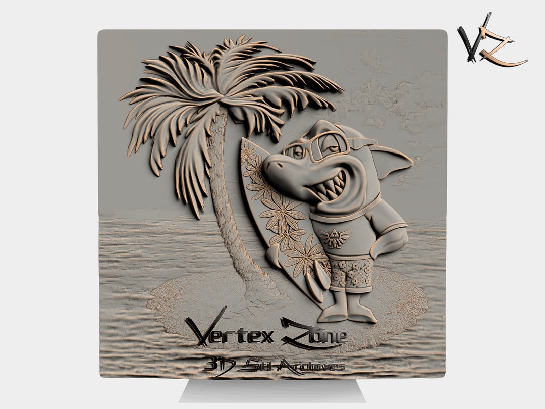 Surfer Shark, 3D STL Model for Cnc Users, CNC Router Engraver, V-carve ...