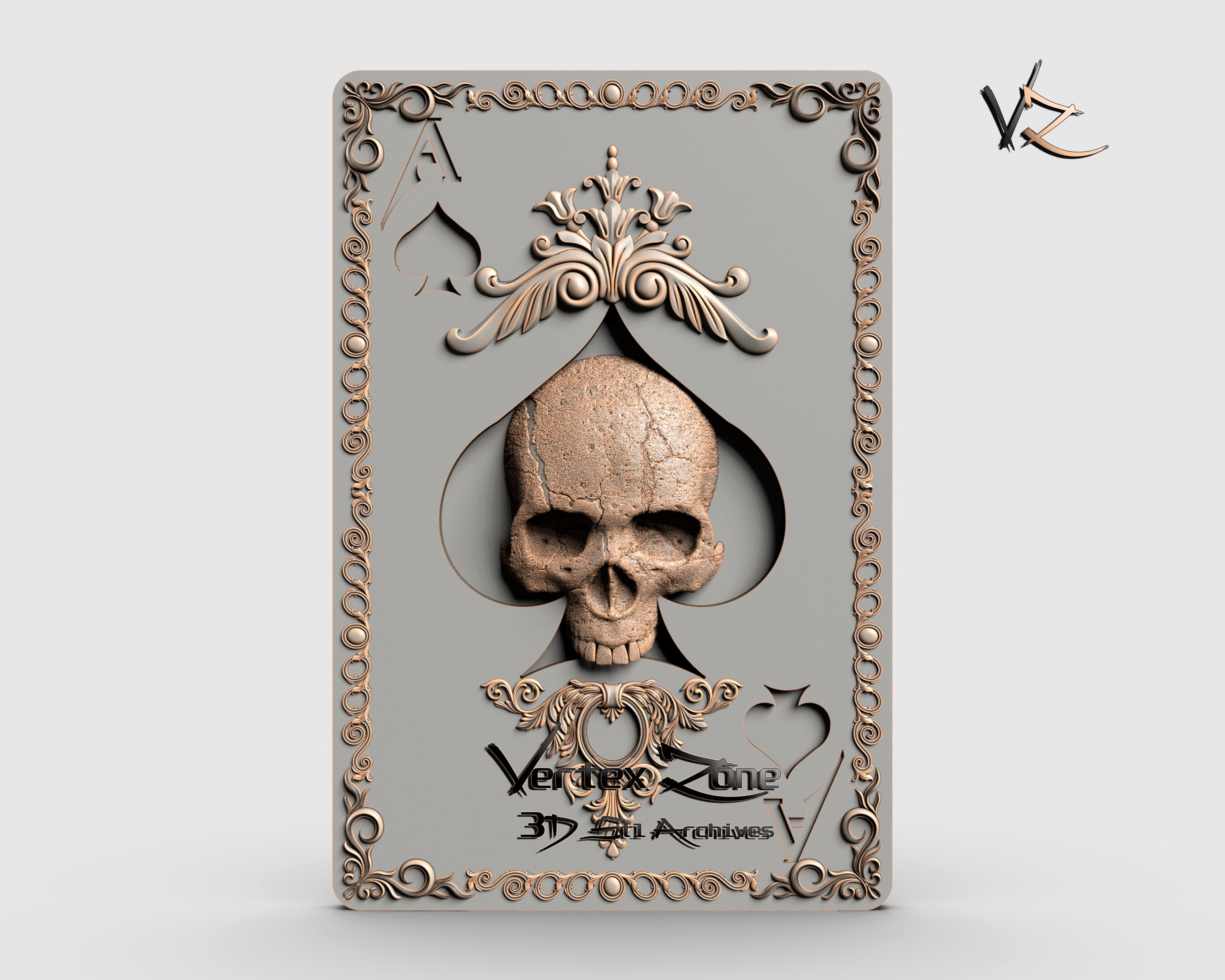 Skull Ace of Spades 3D STL Model for Cnc Users CNC Router - Etsy UK