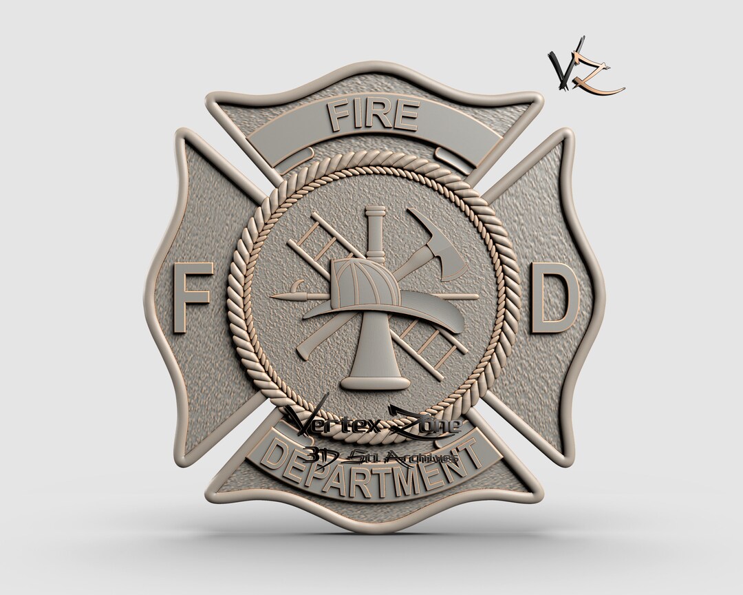 Fire Department Badge, 3D STL Model for Cnc Users, CNC Router Engraver ...