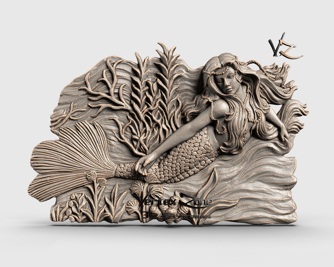 Mermaid, 3D STL Model for Cnc Users, CNC Router Engraver, V-carve ...