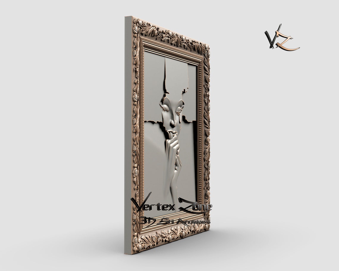 The Crying Girl With Frame 3D STL Model for Cnc Users CNC - Etsy