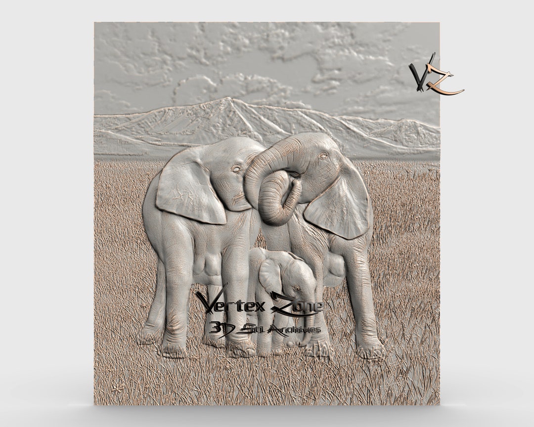 Elephants Family, 3D STL Model for Cnc Users, CNC Router Engraver, V ...