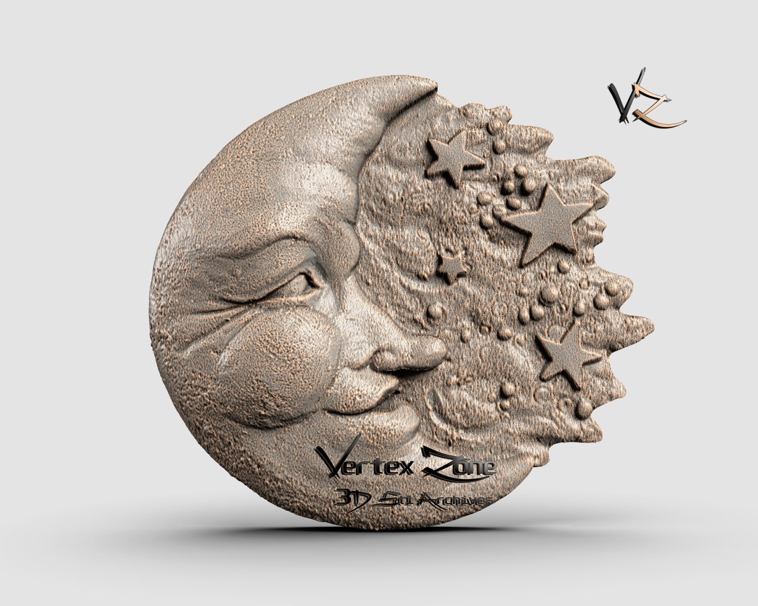 Moon, 3D STL Model for Cnc Users, CNC Router Engraver, V-carve, Artcam ...